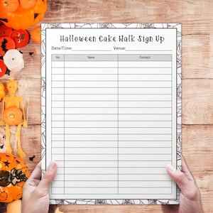 Halloween Cake Walk Sign up Sheet Template - Etsy