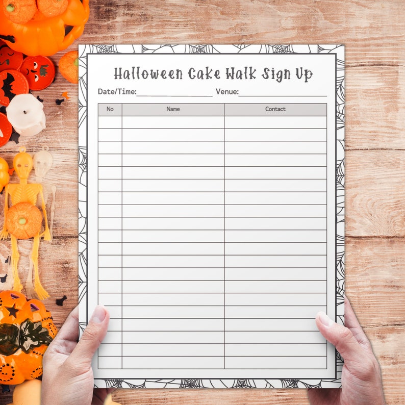 Halloween Cake Walk Sign up Sheet Template - Etsy