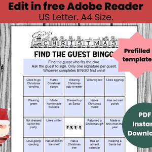 Find the Guest Bingo Christmas Party Game, Find Someone Who Bingo Game ...