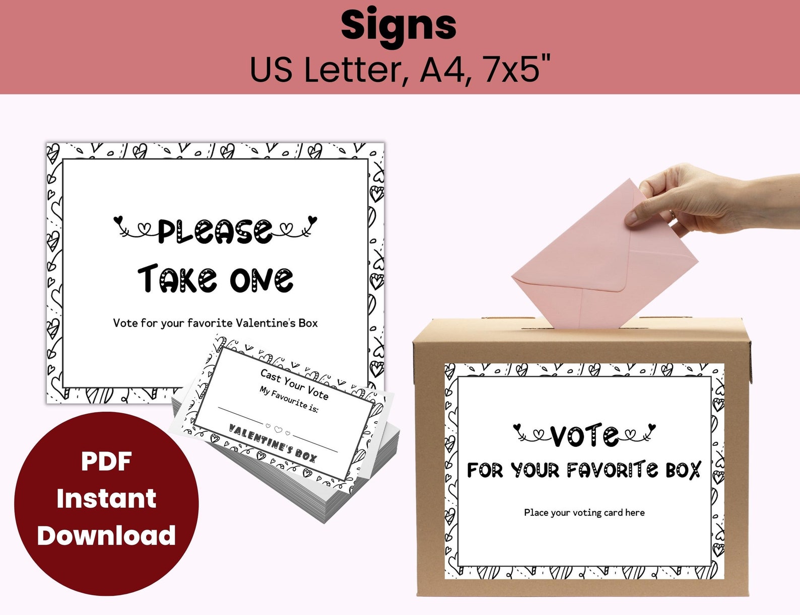 Black and White Valentines Box Contest Kit for Class and Valentines ...