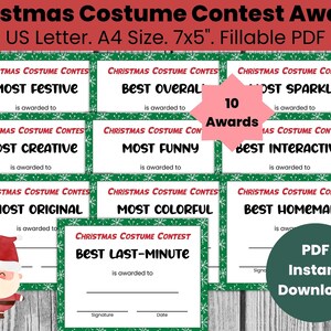 Christmas Costume Contest Awards Certificate Template Editable, Ugly ...