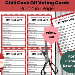 Chili Cook off Ballot Template Editable, Chili Voting Ballot, Cooking ...