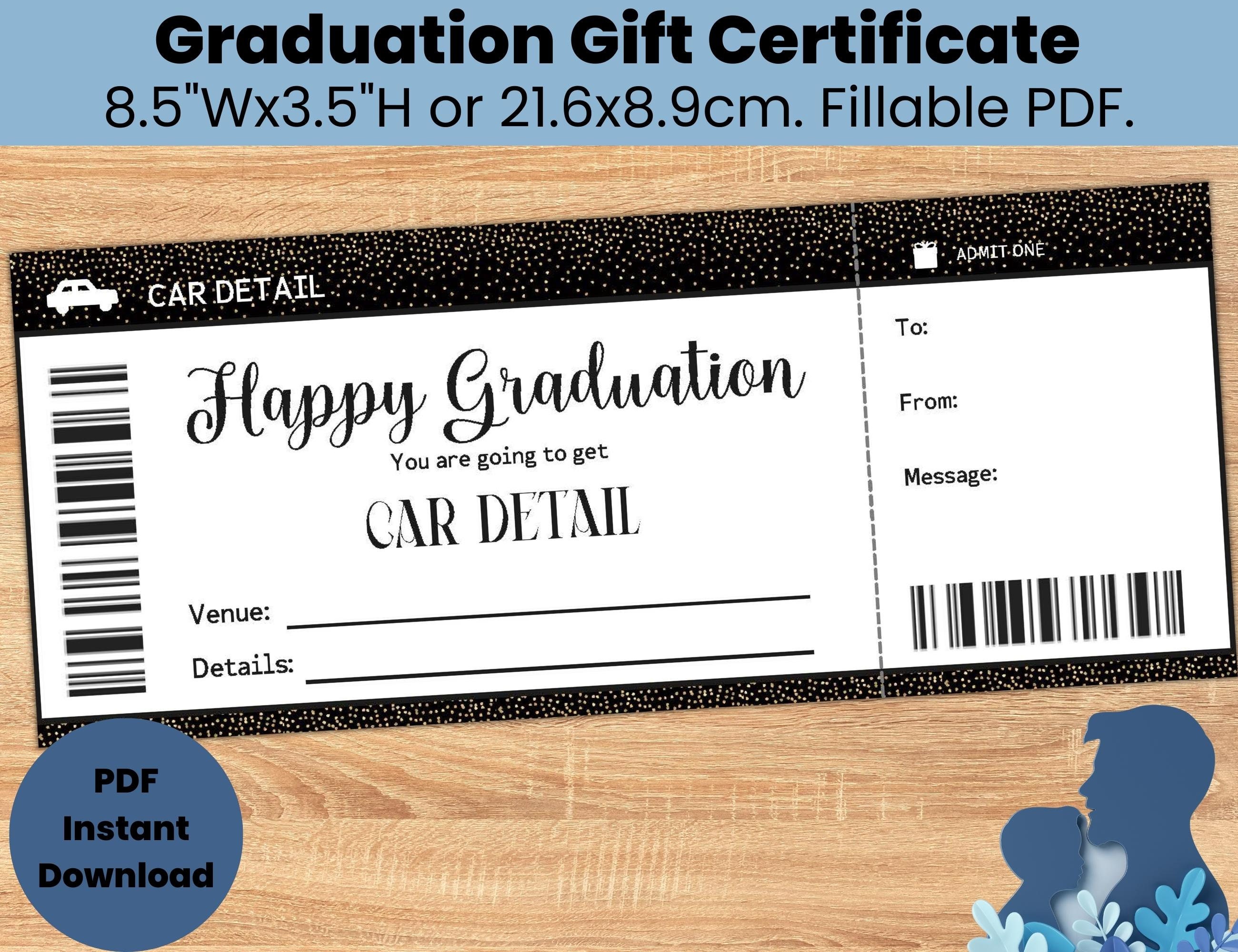 Graduation Car Detail Gift Certificate, Car Detailing Gift Card for Car ...