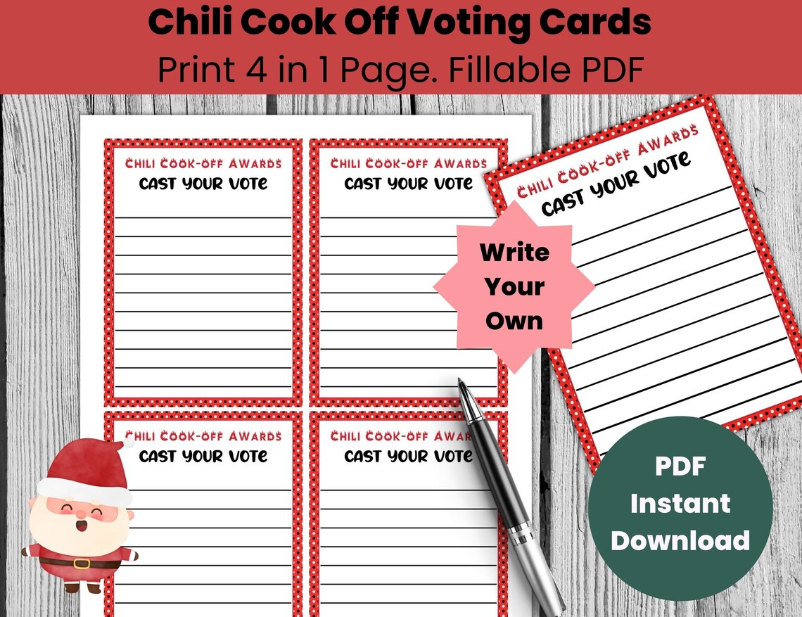 Chili Cook off Ballot Template Editable, Chili Voting Ballot, Cooking ...