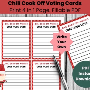 Chili Cook off Ballot Template Editable, Chili Voting Ballot, Cooking ...