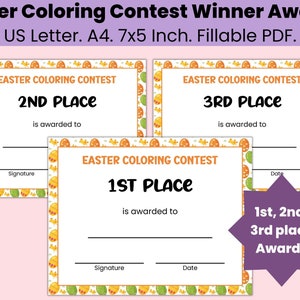 Printable Easter Coloring Contest Winner Award Certificates and Voting ...