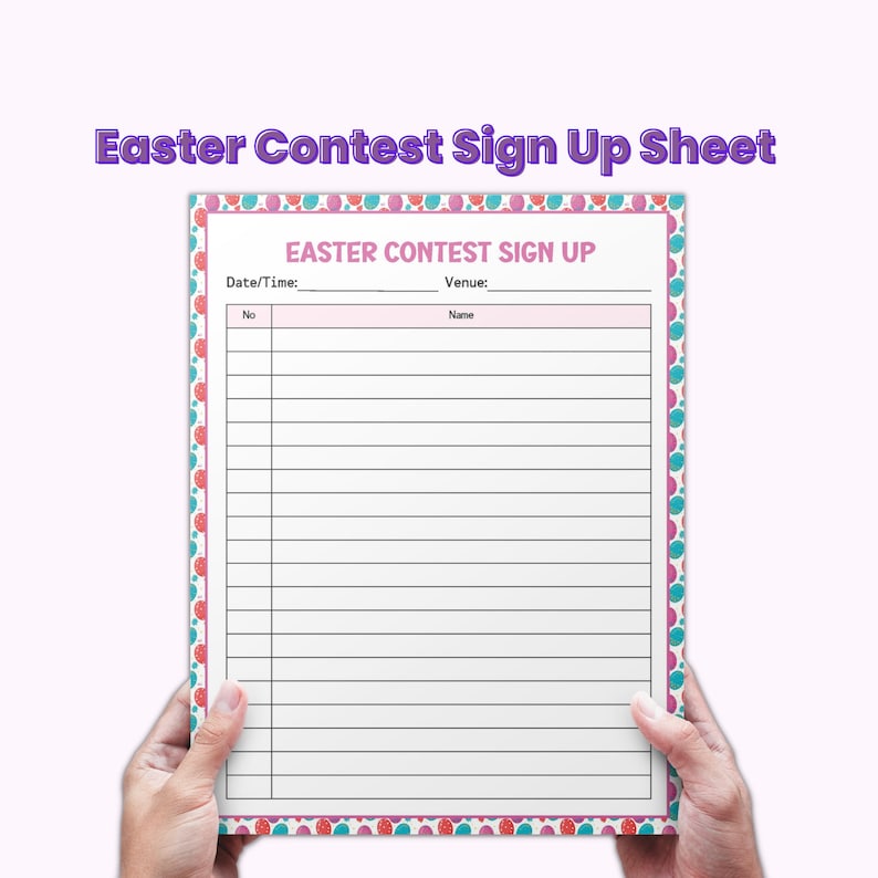 Easter Contest Sign up Sheet, Easter Competition: Easter Egg Hunt or ...