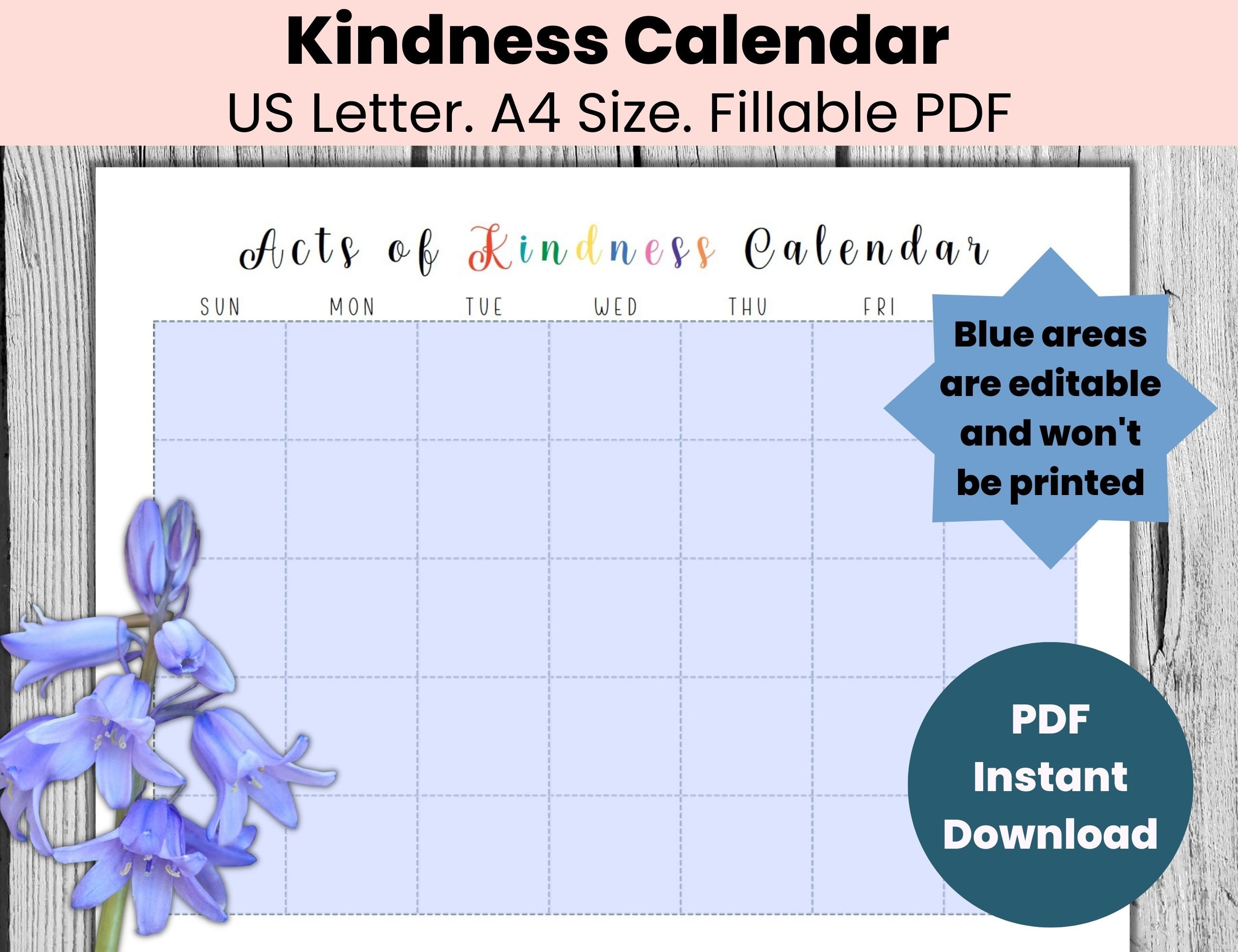 Act of Kindness Calendar for Kids, Christmas Kindness Advent Calendar ...