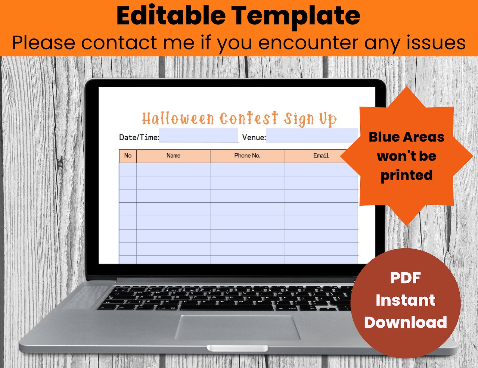 Halloween Contest Sign up Sheet - Etsy