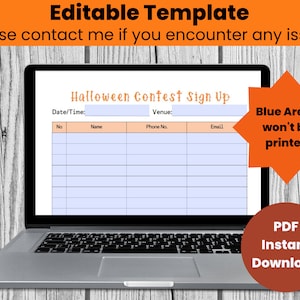 Halloween Contest Sign up Sheet - Etsy