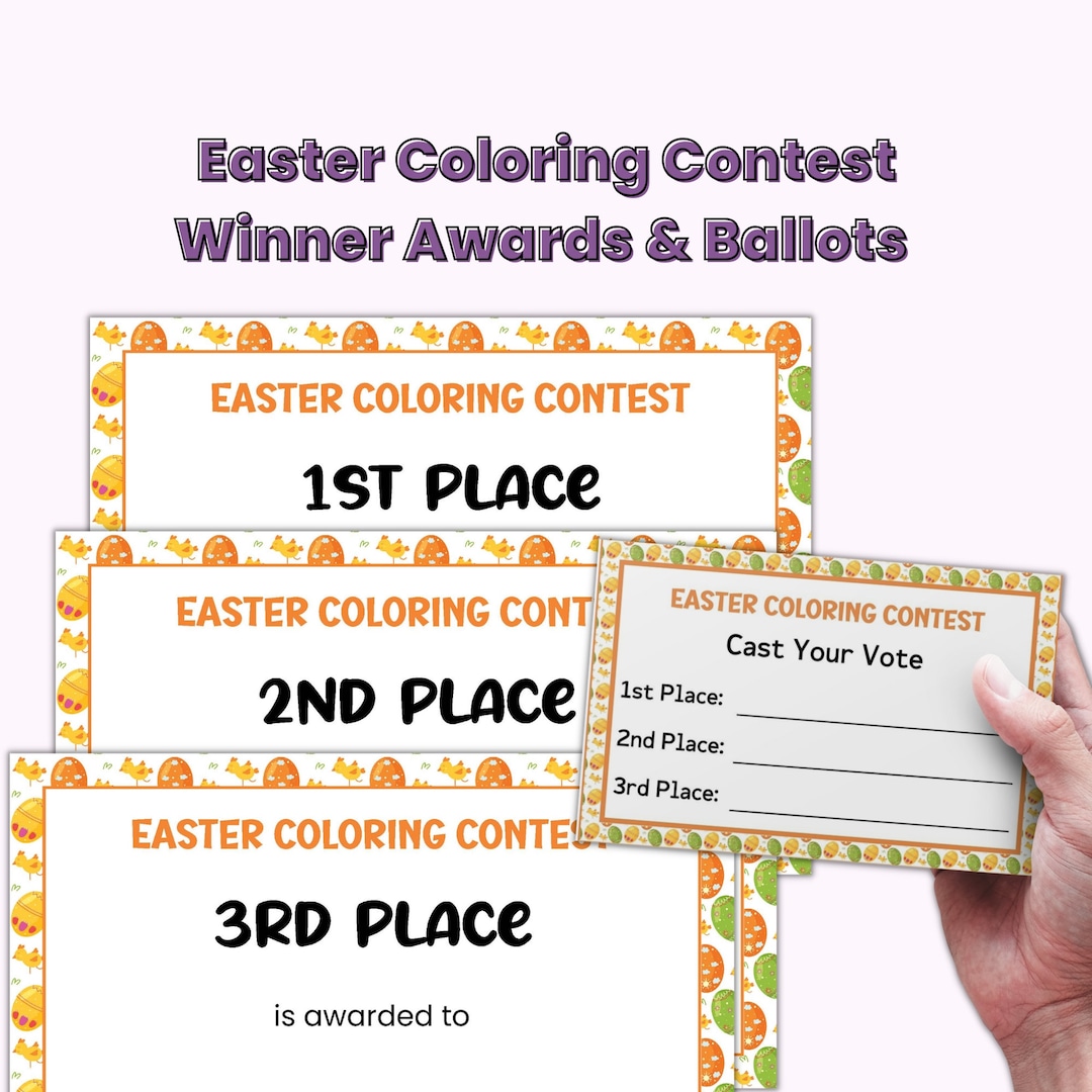 Printable Easter Coloring Contest Winner Award Certificates and Voting ...