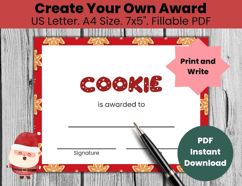 Cookie Contest Award Certificates, Christmas Cookie Decorating Party ...
