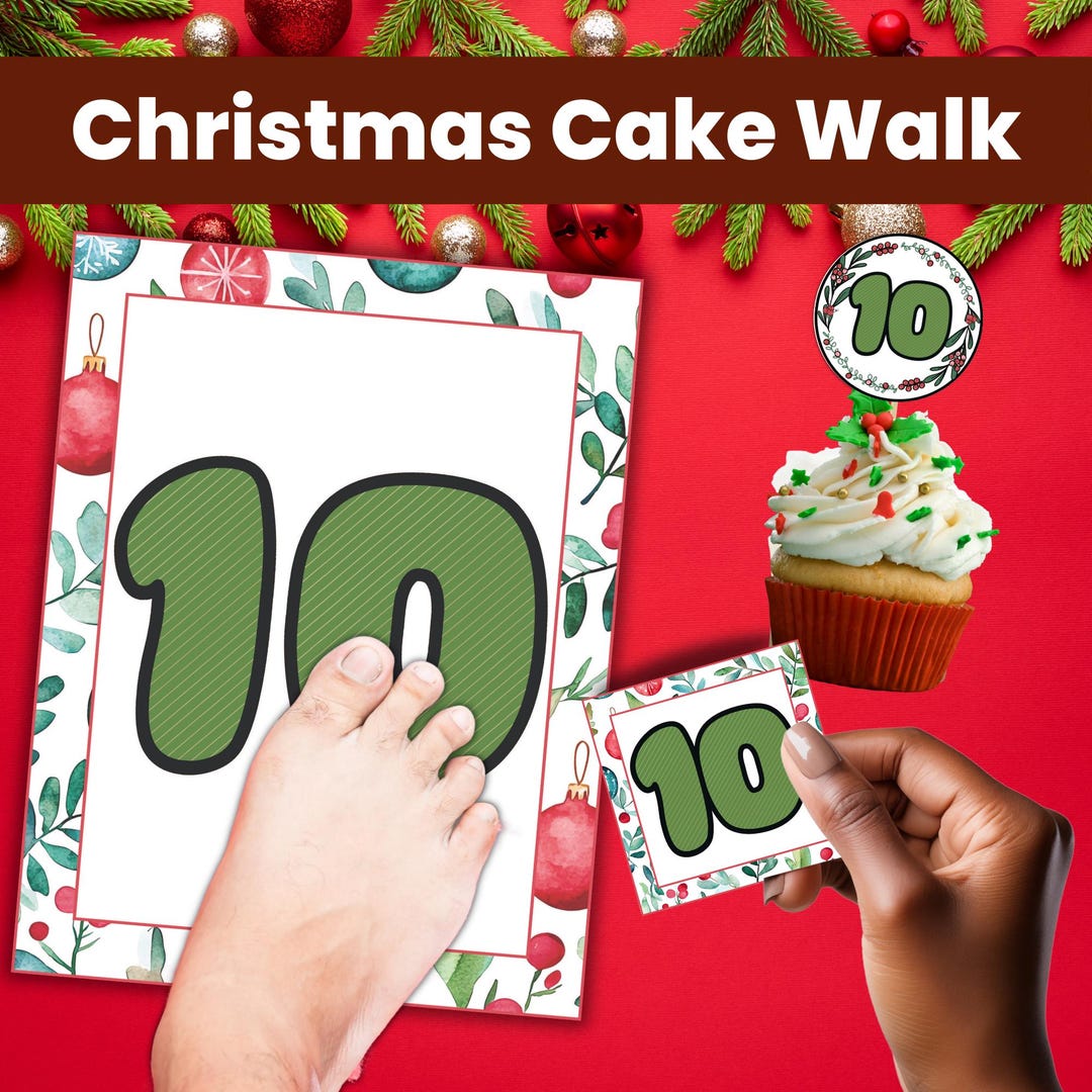 Christmas Cake Walk Game, Cake Walk Floor Numbers, Christmas Cupcake ...