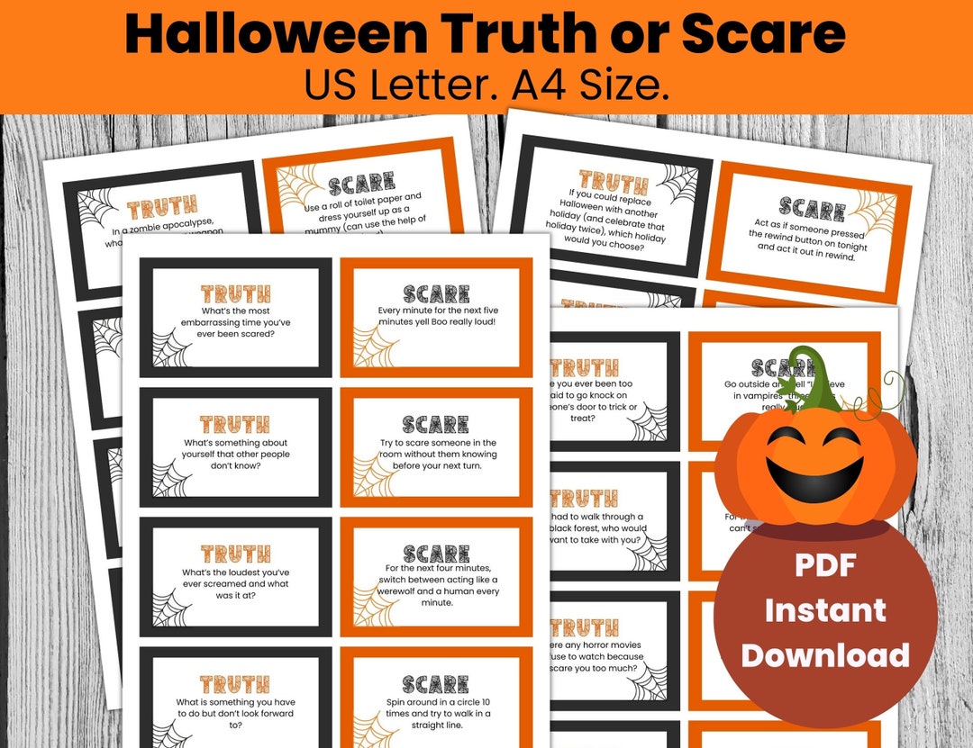 Halloween Truth or Scare Game Printables, Halloween Party Game for Kids ...