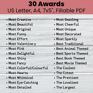 Valentine's Day Box Award Certificates Template Editable, Class ...