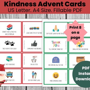 Christmas Kindness Advent Cards for Kids, Fun Christmas Activities for ...