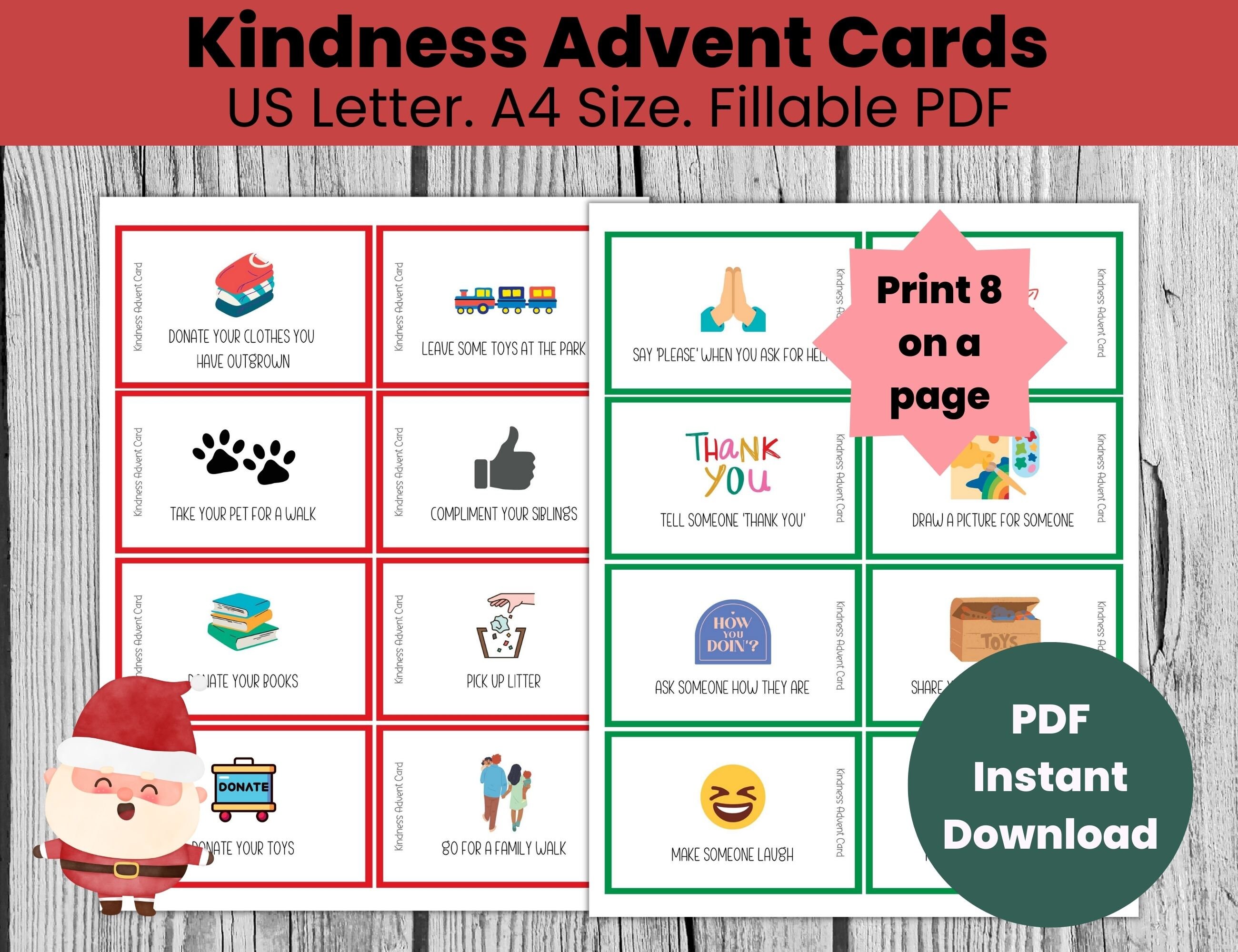 Christmas Kindness Advent Cards for Kids, Fun Christmas Activities for ...