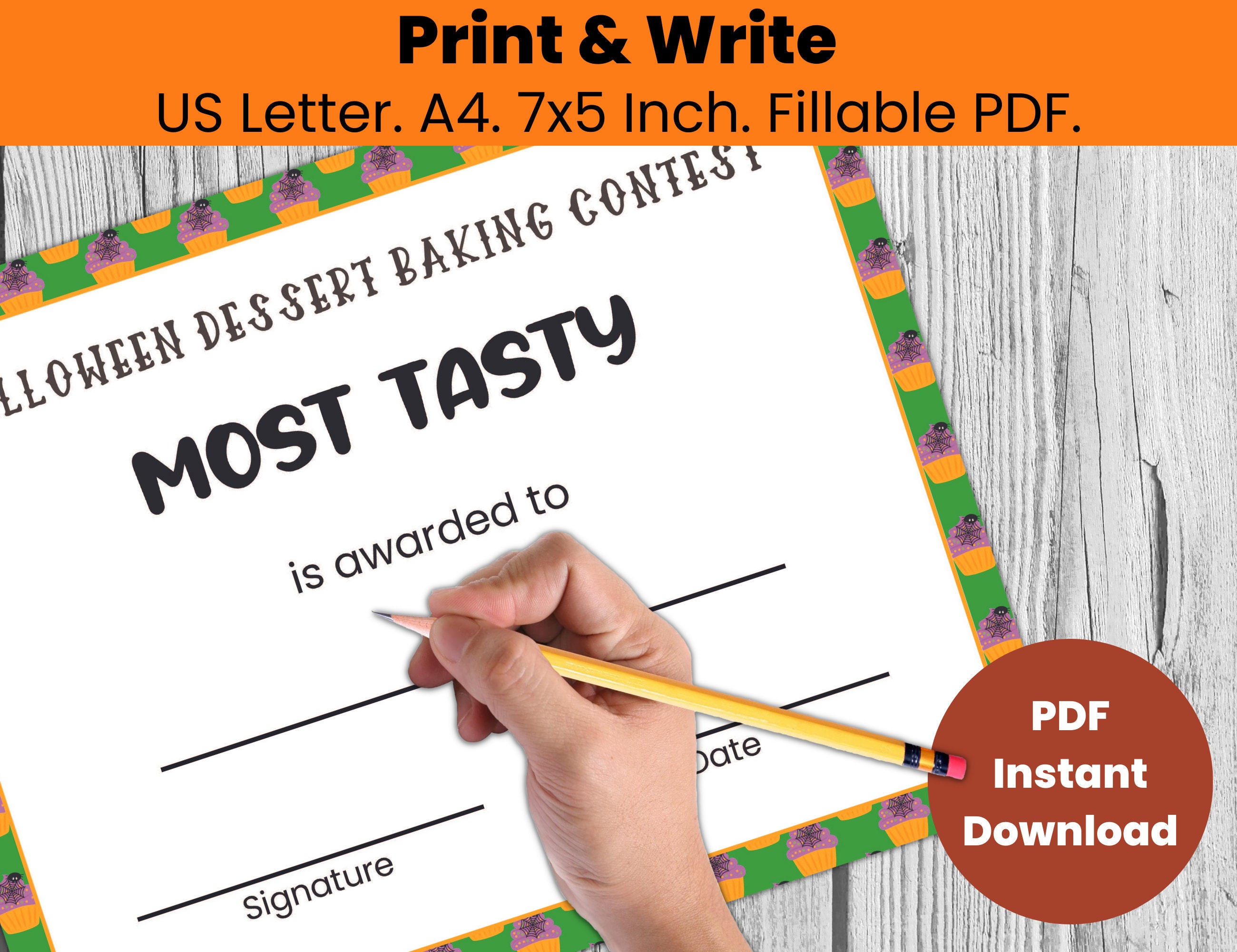 Halloween Dessert Baking Contest Award Certificates and - Etsy