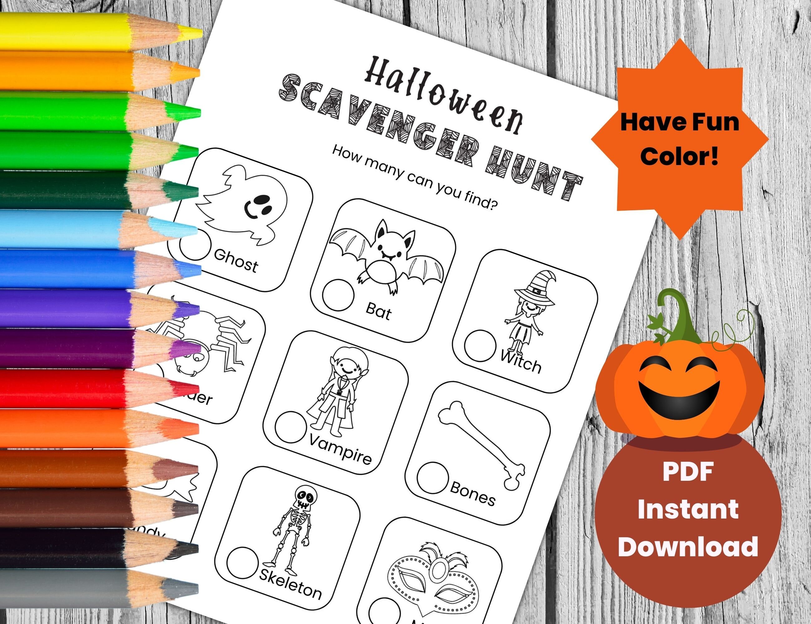 Printable Halloween Scavenger Hunt for Toddlers, Halloween Party Game ...