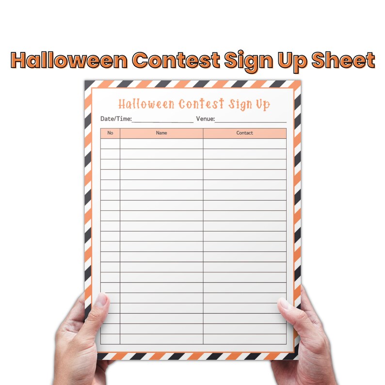 Halloween Contest Sign up Sheet - Etsy