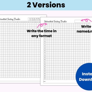 Intermittent Fasting Monthly Tracker, Fasting Tracker Printable Planner ...