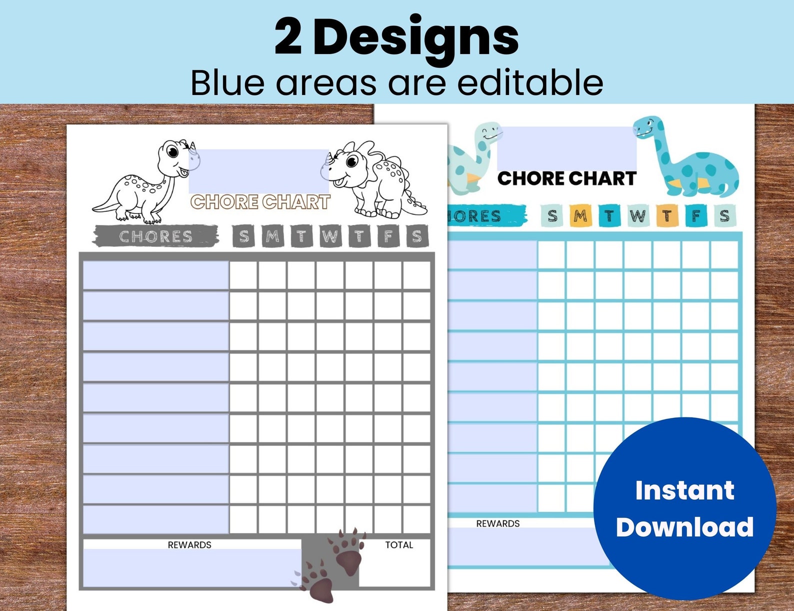 Editable Dinosaur Chore Chart for Kids Printable, Kids Chore Charts ...