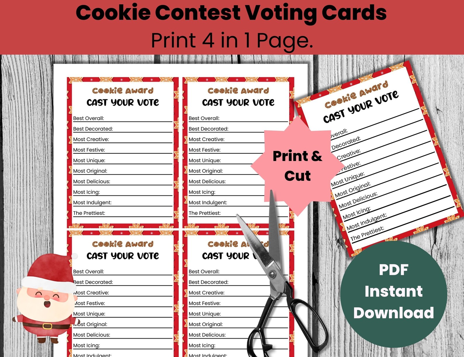 Cookie Voting Ballot Template for Cookie Contest, Cookie Exchange Vote ...
