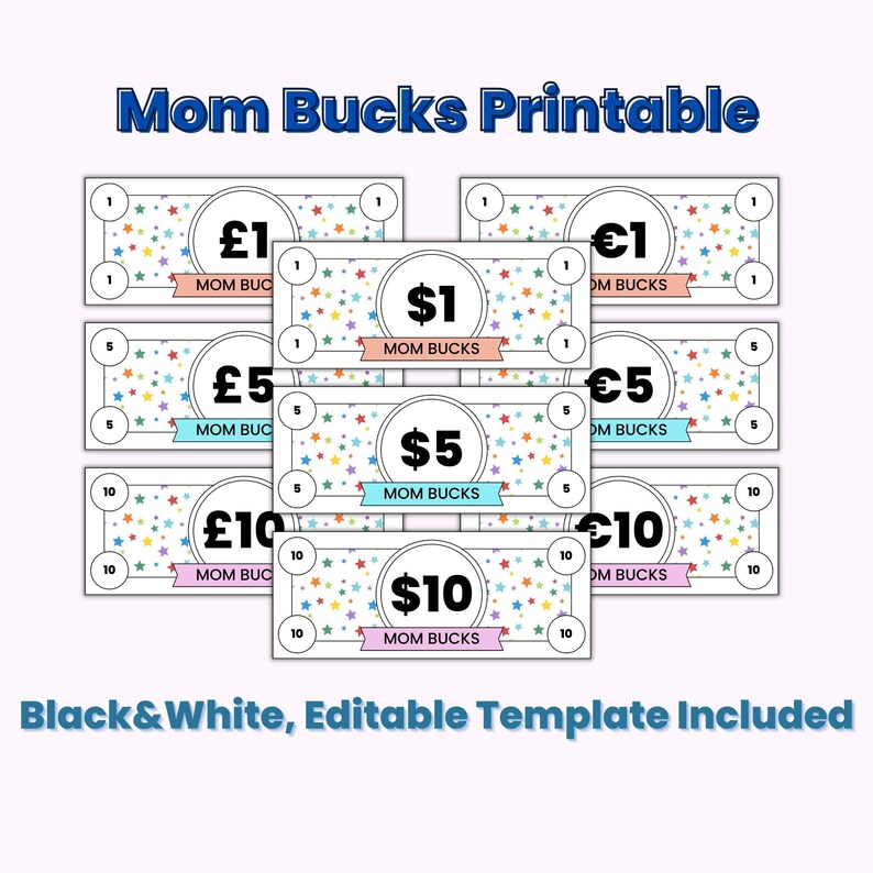 Mom Bucks Printable, Reward Bucks, Behavior Bucks, Chore Bucks ...