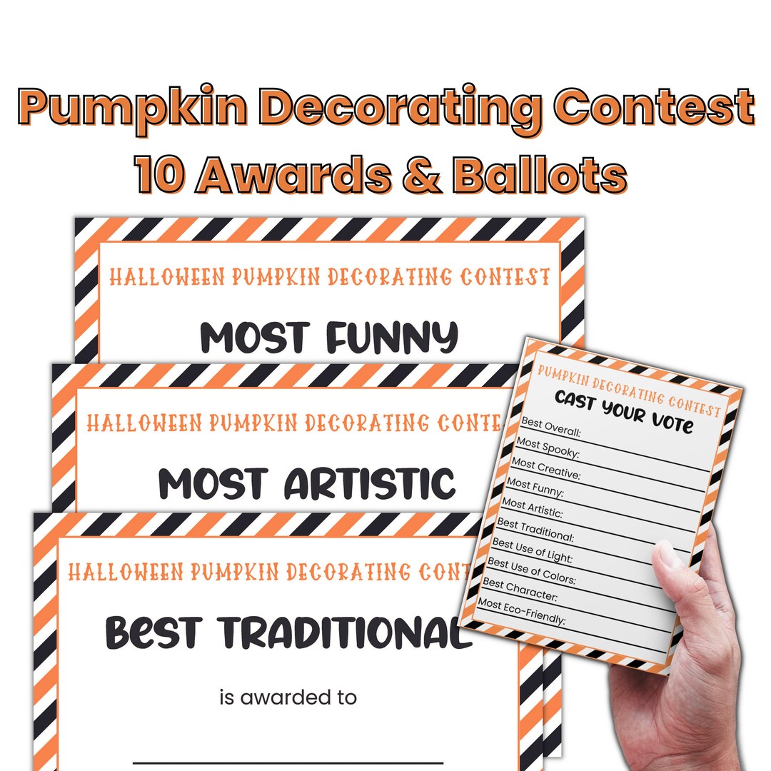 Halloween Pumpkin Decorating Contest Award Certificates and Halloween ...
