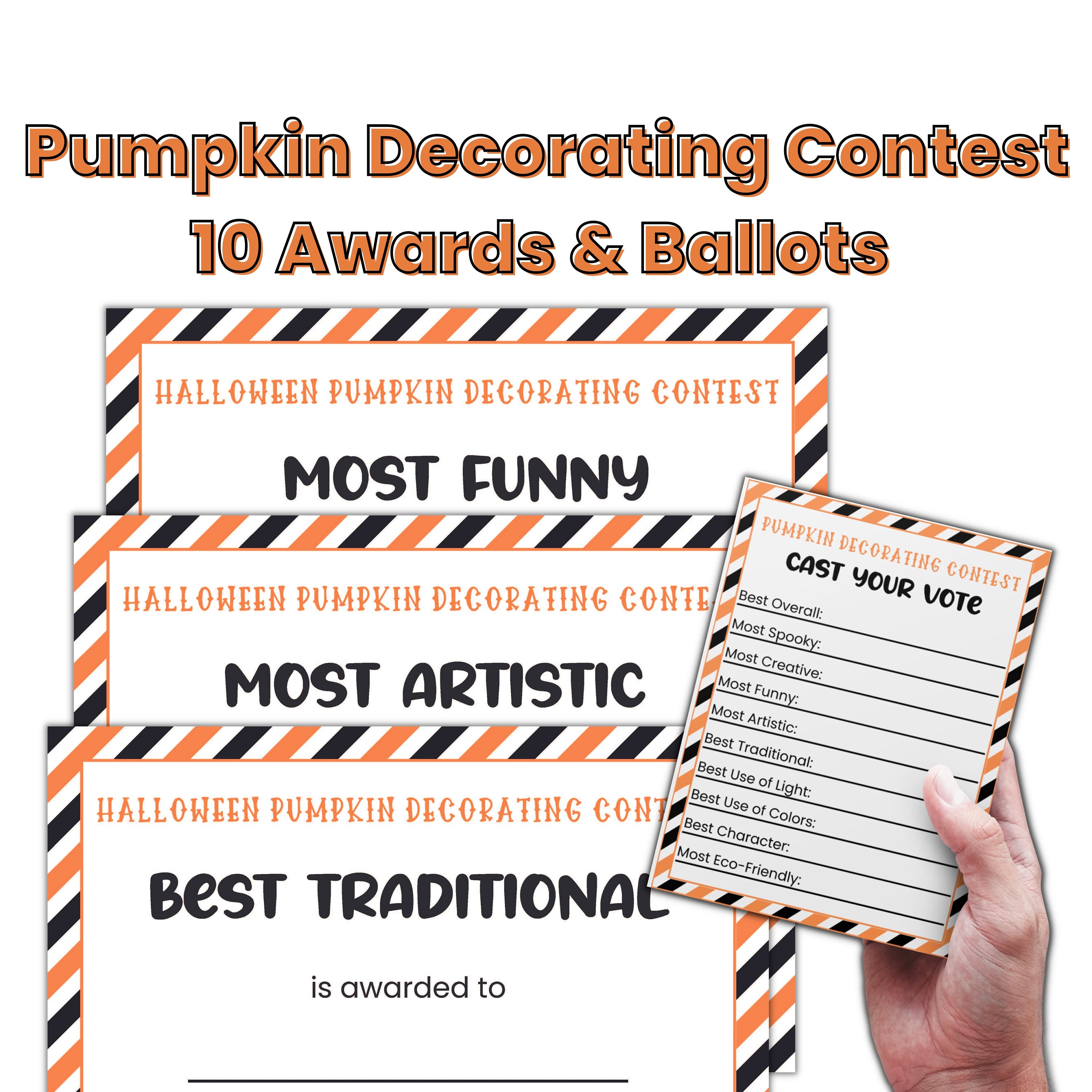 Halloween Pumpkin Decorating Contest Award Certificates and Halloween ...