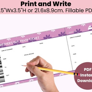 Personalized Mothers Day Train Ticket Gift Coupon Template, Train ...