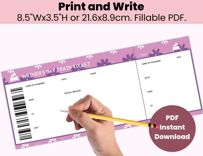 Personalized Mothers Day Train Ticket Gift Coupon Template, Train ...