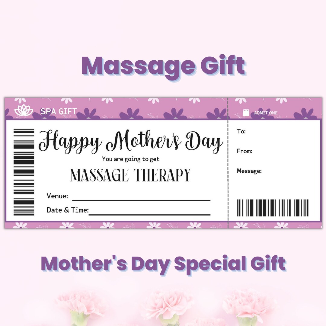 Mothers Day Massage Therapy Gift Coupon Template, Personalized Mothers ...