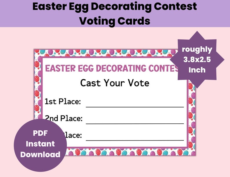 Easter Egg Decorating Contest Winner Award Certificates and Voting ...