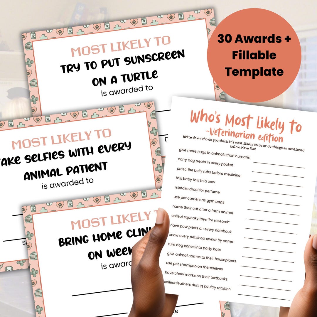 Most Likely to Game and Funny Awards for Vet Med School Party, Future ...