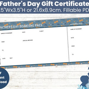 Father's Day Boarding Pass Ticket Gift Coupon Template, Fake Plane ...