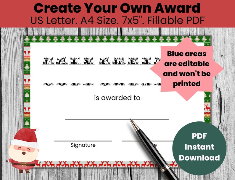 Ugly Sweater Award Certificates and Voting Cards, Christmas Ugly ...