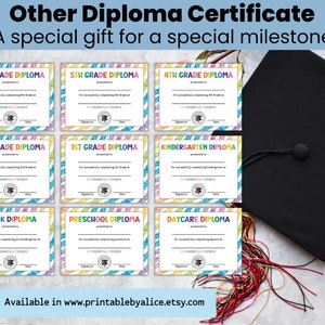 Third Grade Diploma Certificate Template, Custom Printable 3rd Grade ...