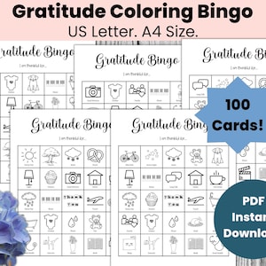 Printable Gratitude Coloring Bingo, Thankful Activities for ...