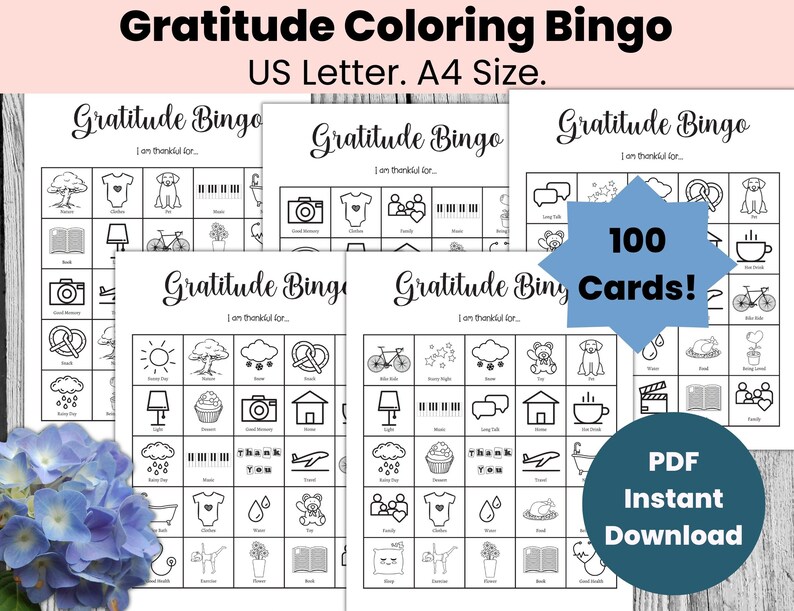 Printable Gratitude Coloring Bingo, Thankful Activities for ...