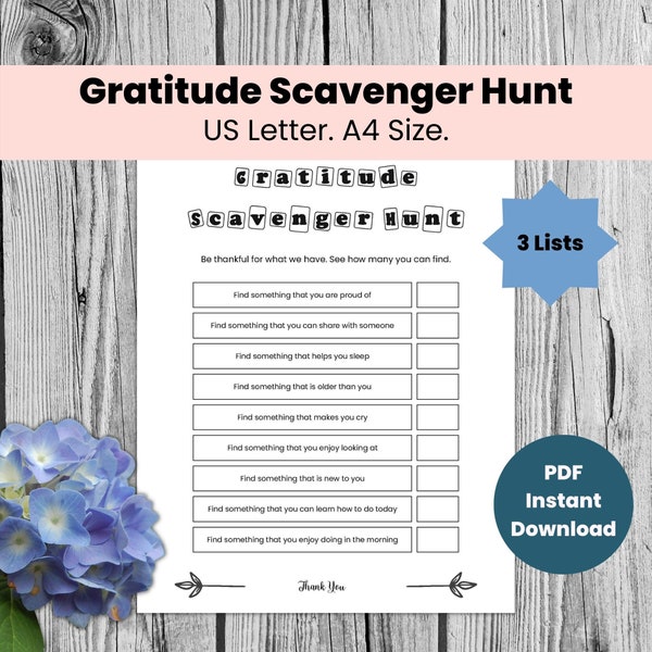 Gratitude Scavenger Hunt - Etsy