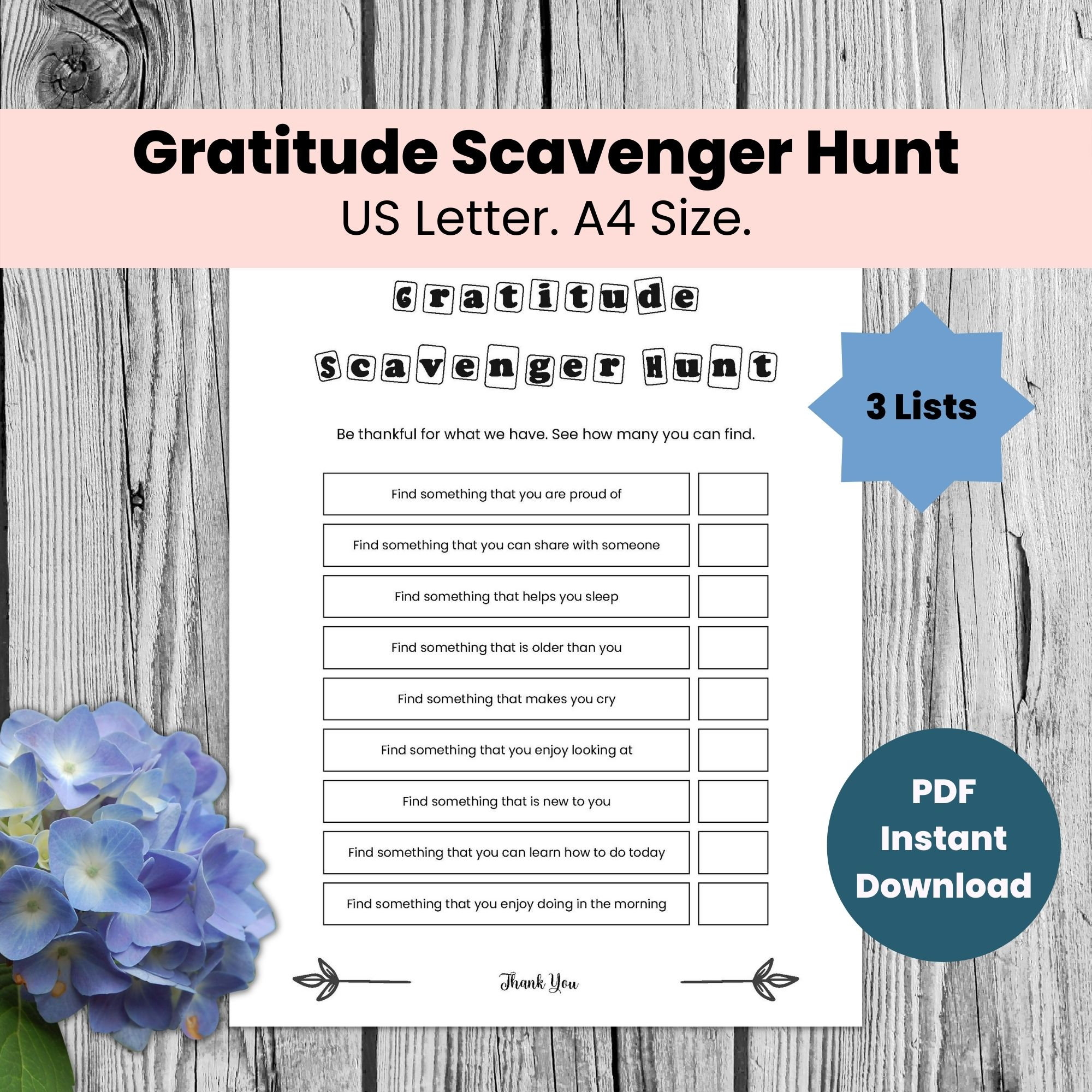 Printable Gratitude Scavenger Hunt for Kids Indoor, Thankful Activities ...