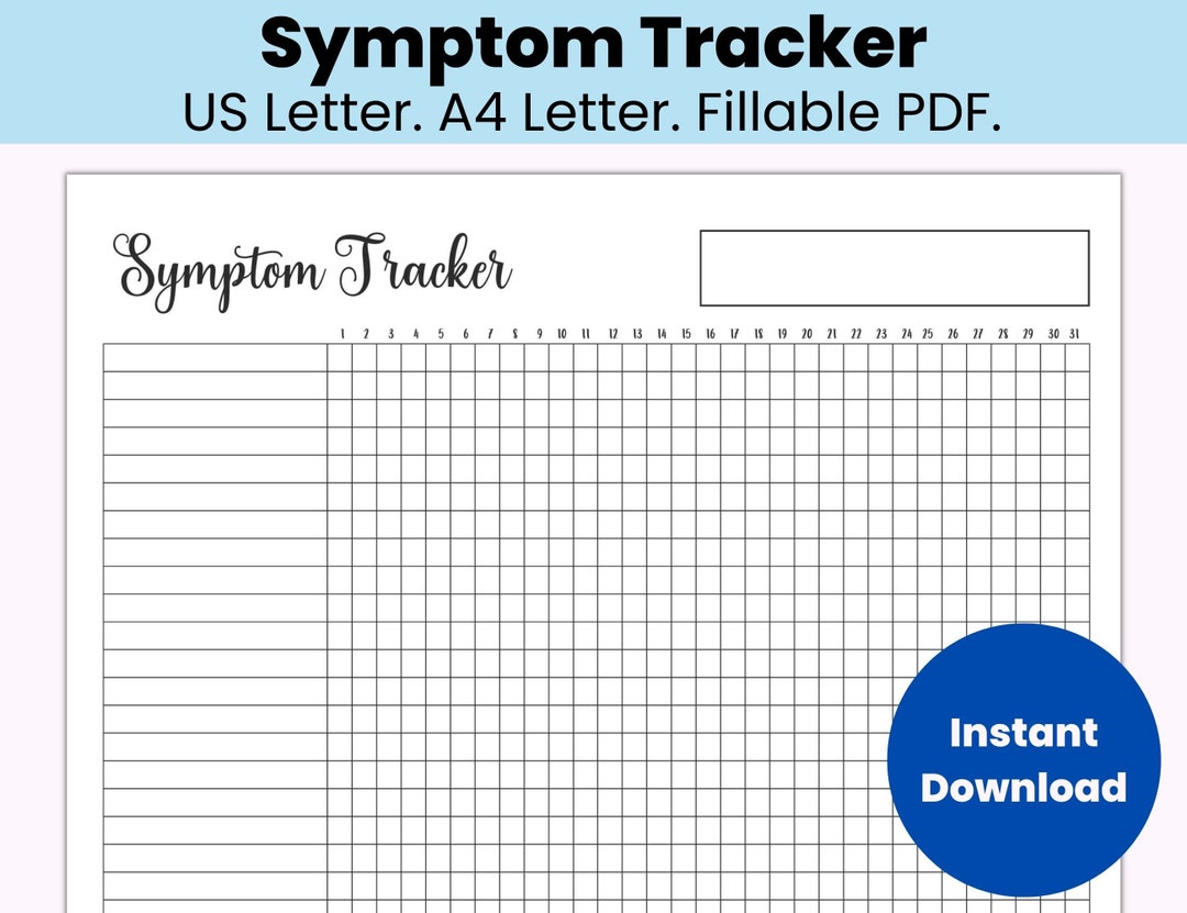 Chronic Illness Symptom Tracker, Symptom Log, Symptom Journal, Medical ...