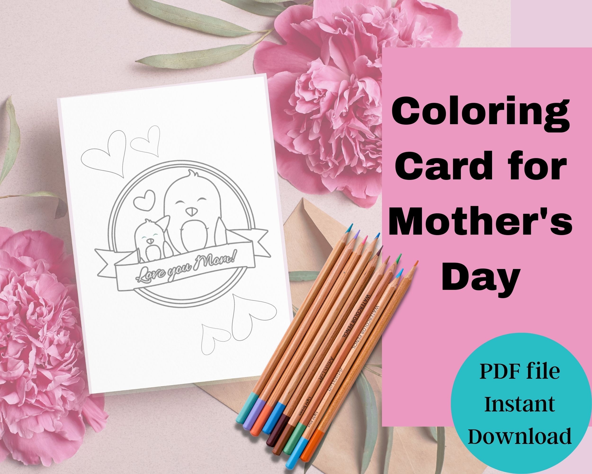 Printable Mother's Day DIY Bundle,coloring Card,fingerprint Card,all ...