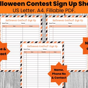 Halloween Contest Sign up Sheet - Etsy