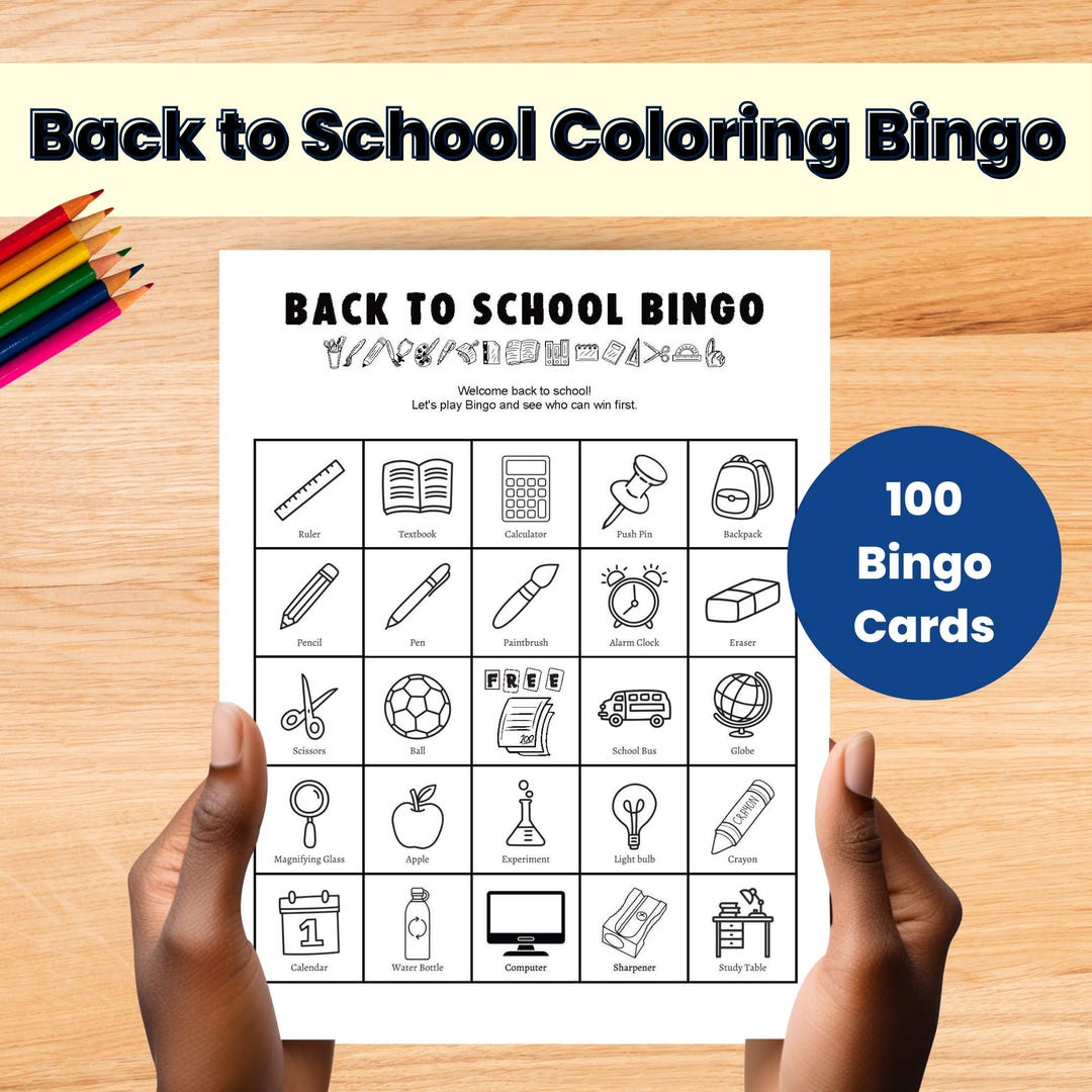 Bingo para colorear de regreso a clases - Etsy España