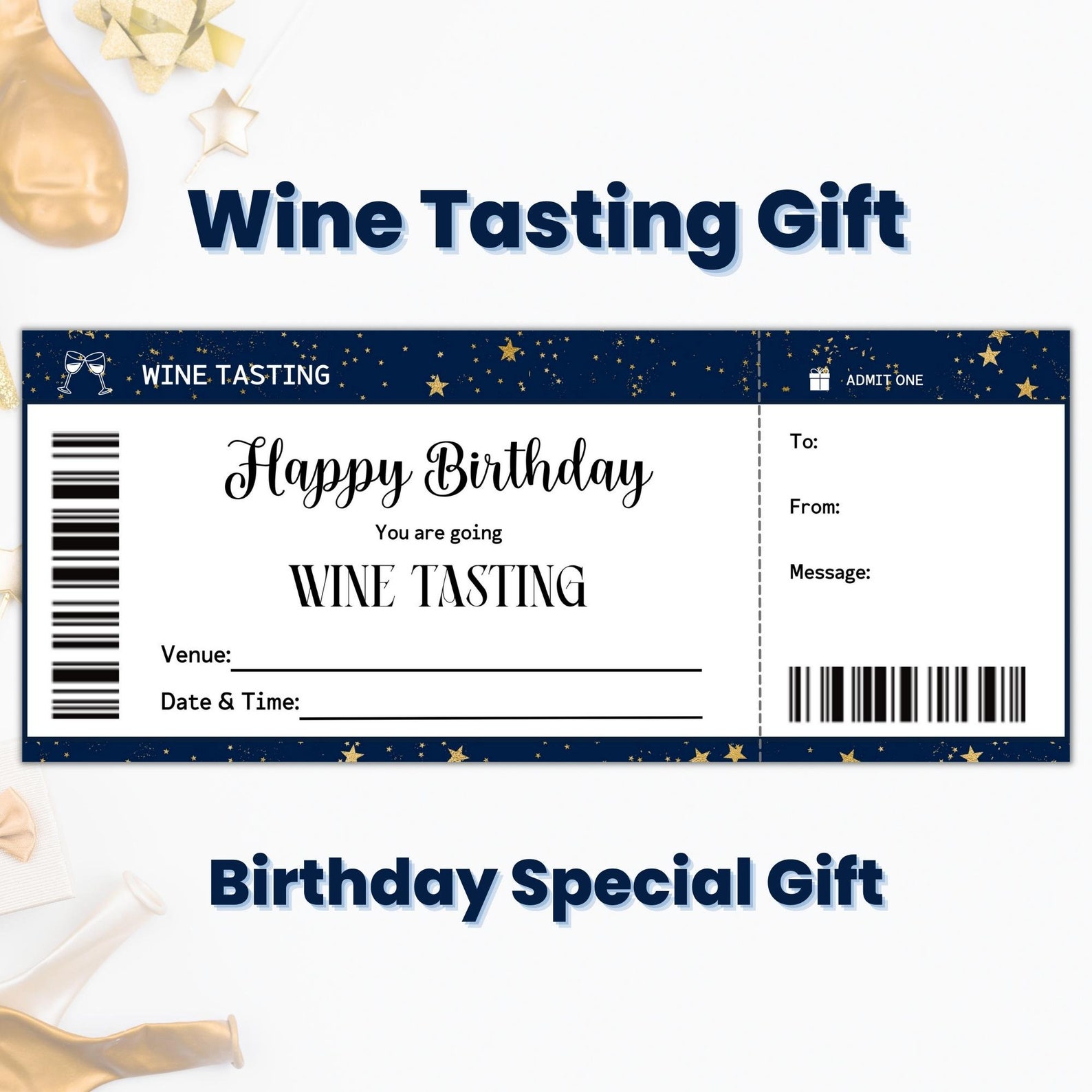 Personalized Wine Tasting Happy Birthday Gift Certificate, Wine Lovers ...