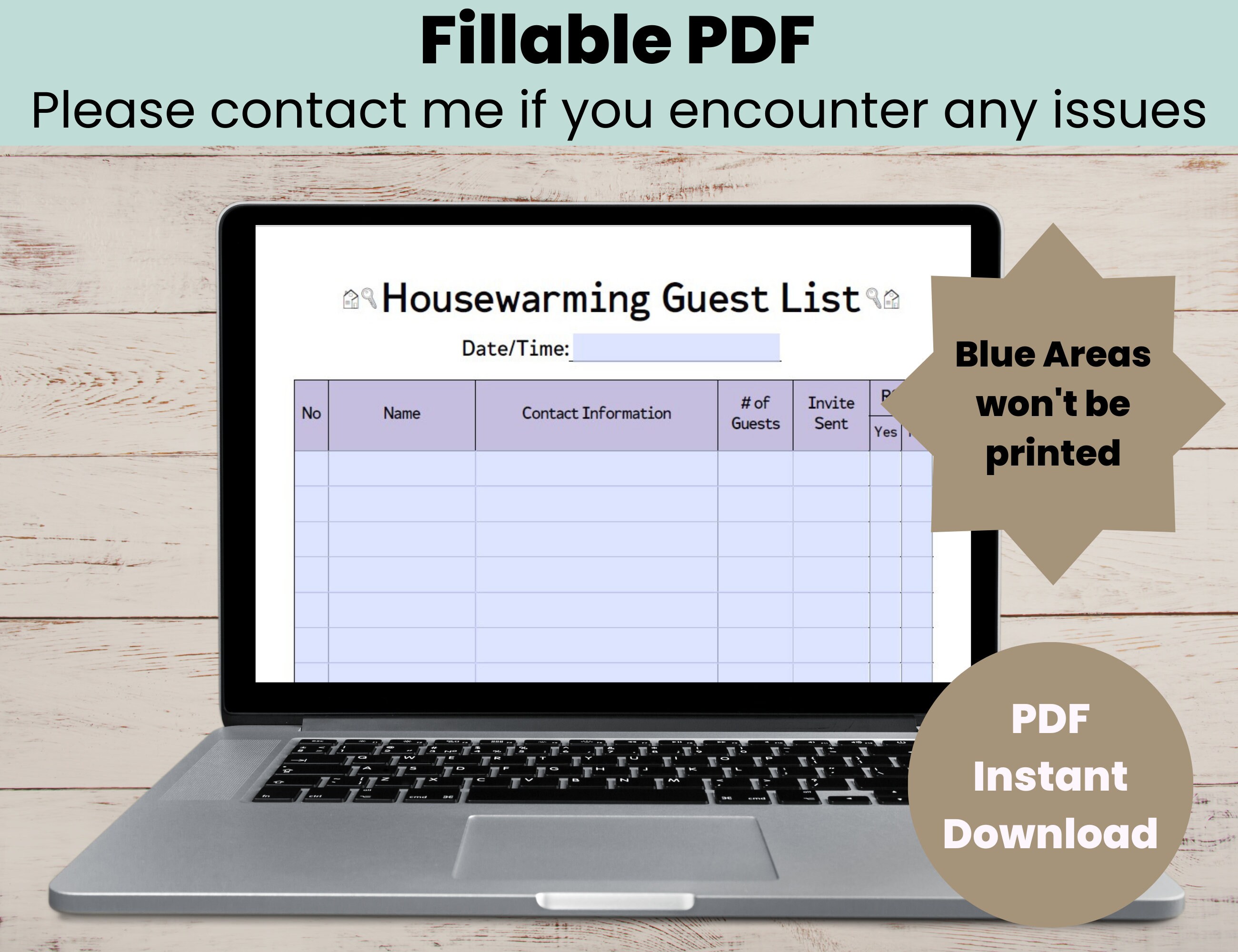 Housewarming Guest List Tracker, Guest List Template, House Warming ...