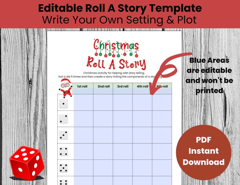 Christmas Story Dice Game for Families, Roll A Story, Fun Christmas ...