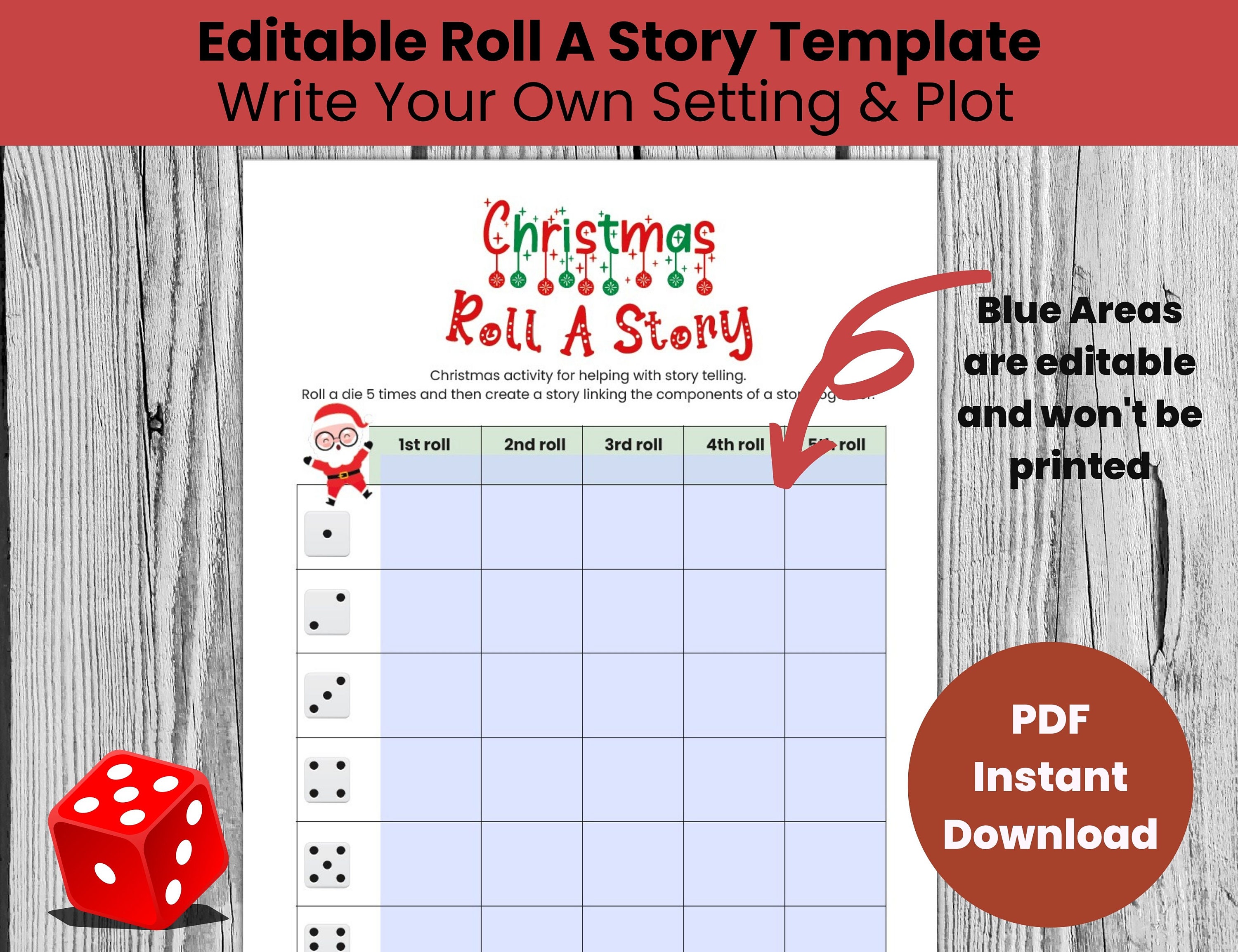 Christmas Story Dice Game for Families, Roll A Story, Fun Christmas ...